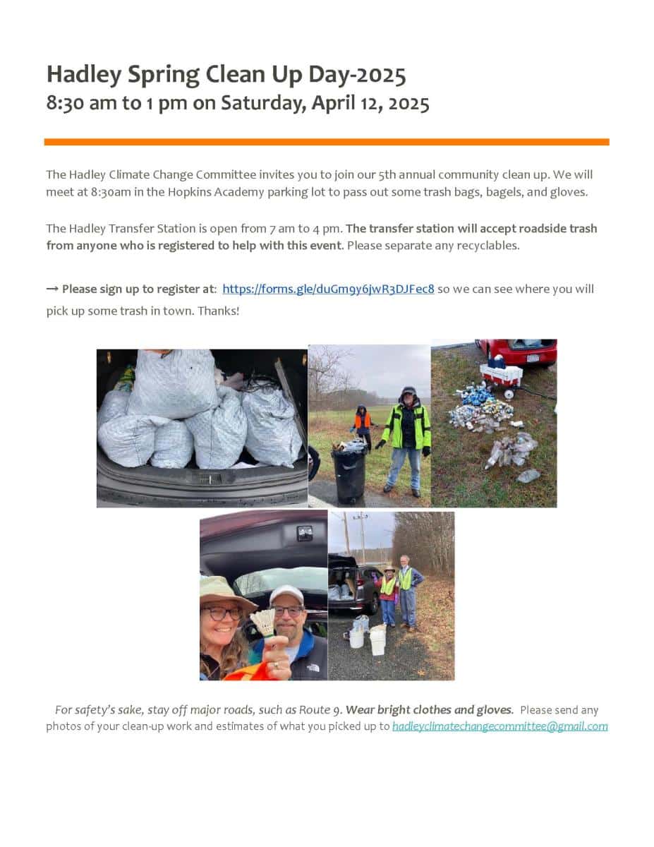 Hadley Spring Clean-Up Day: April 12, 2025 - Amherst Now