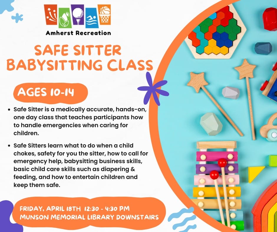 Safe Sitter Babysitting Class at Munson Library - Amherst Now