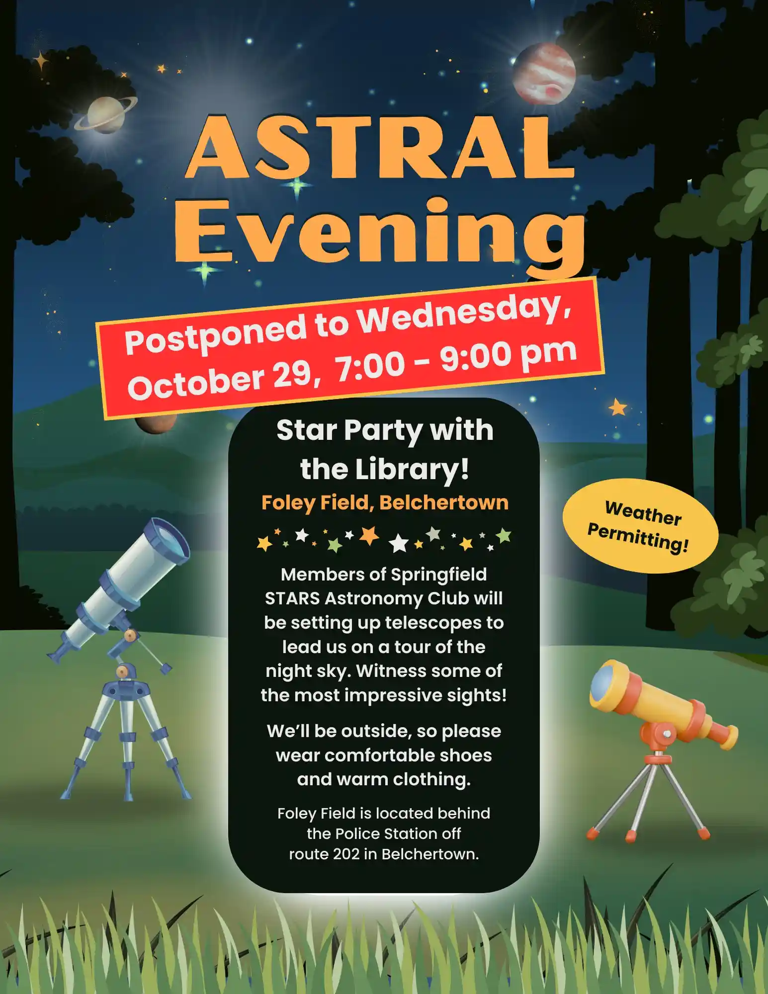 Astral Evening Star Party in Belchertown Rescheduled to October 29 ...