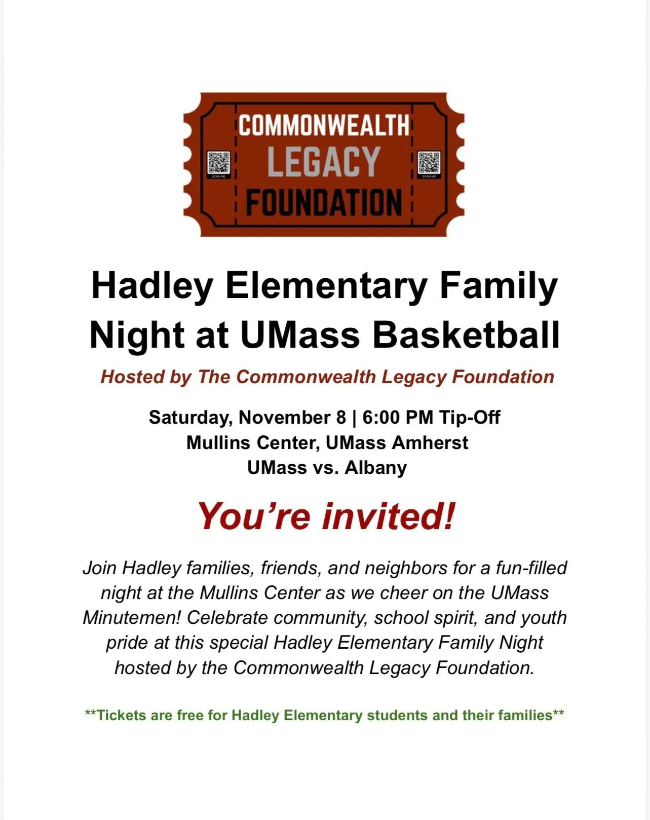 Hadley Family Night at UMass Basketball - Amherst Now