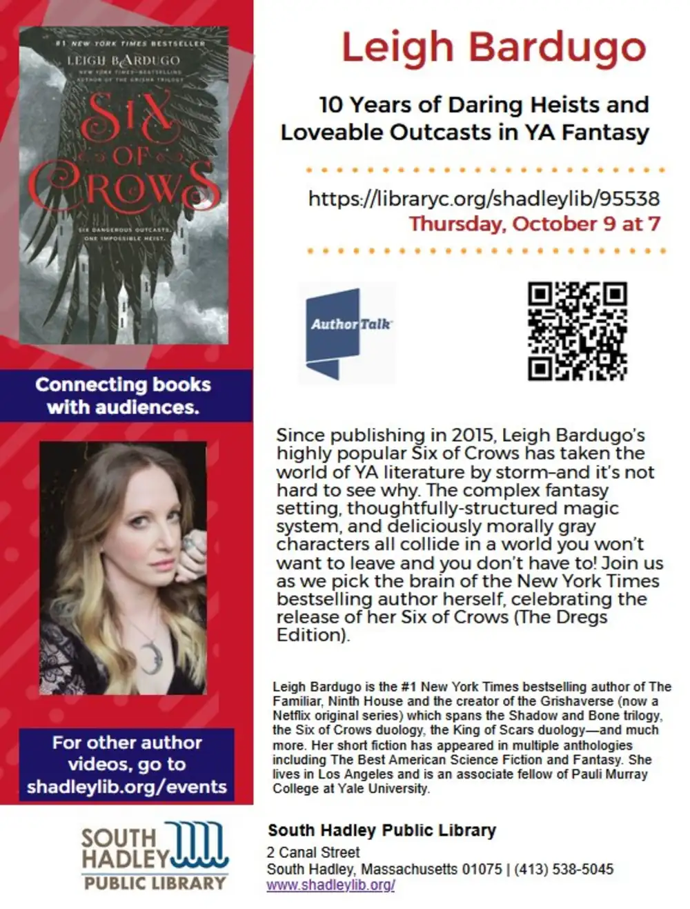 Leigh Bardugo Author Talk at South Hadley Public Library - Amherst Now
