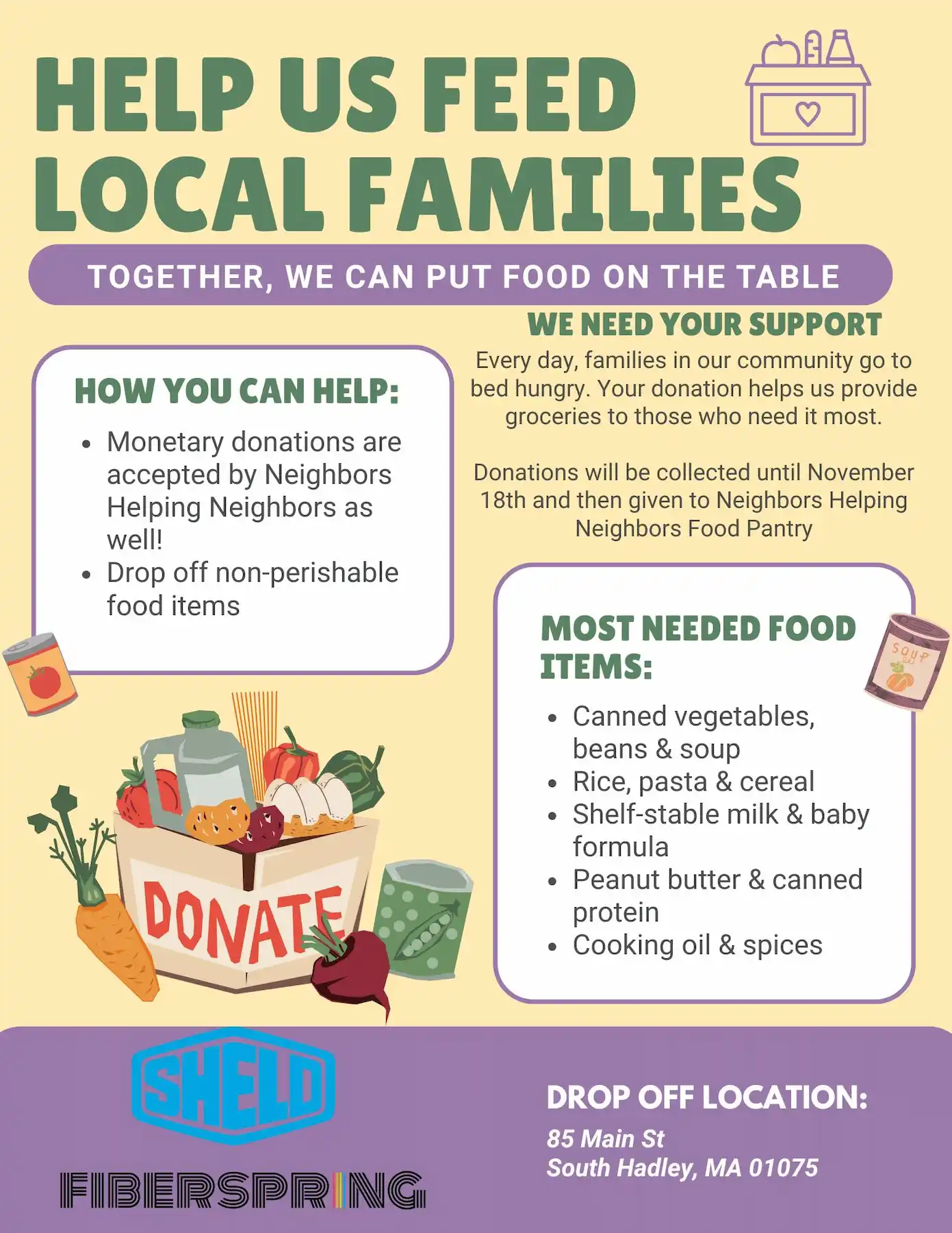 SHELD Hosts Annual Community Food Drive at 85 Main St South Hadley ...