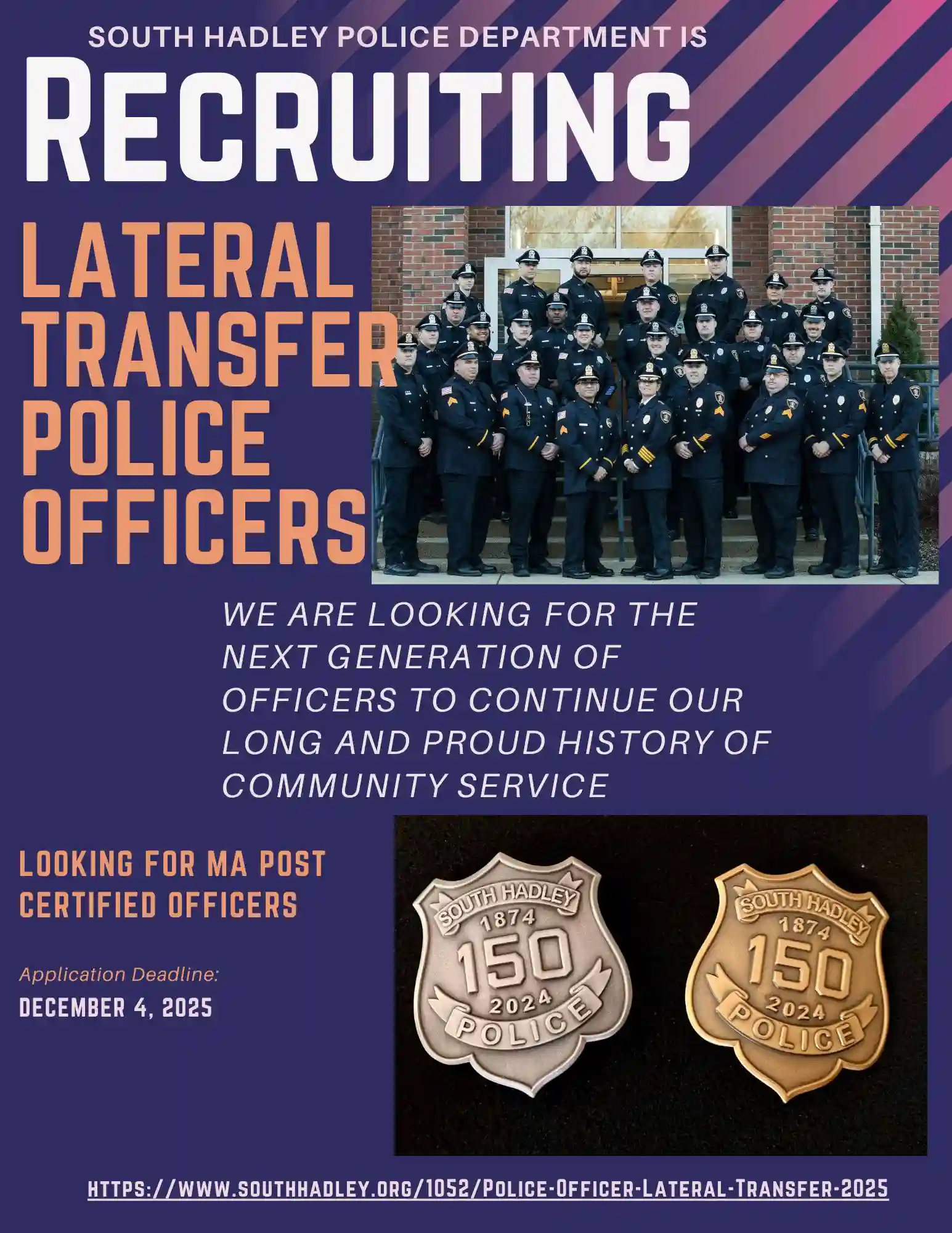 South Hadley Police Hiring Lateral Transfers - Amherst Now