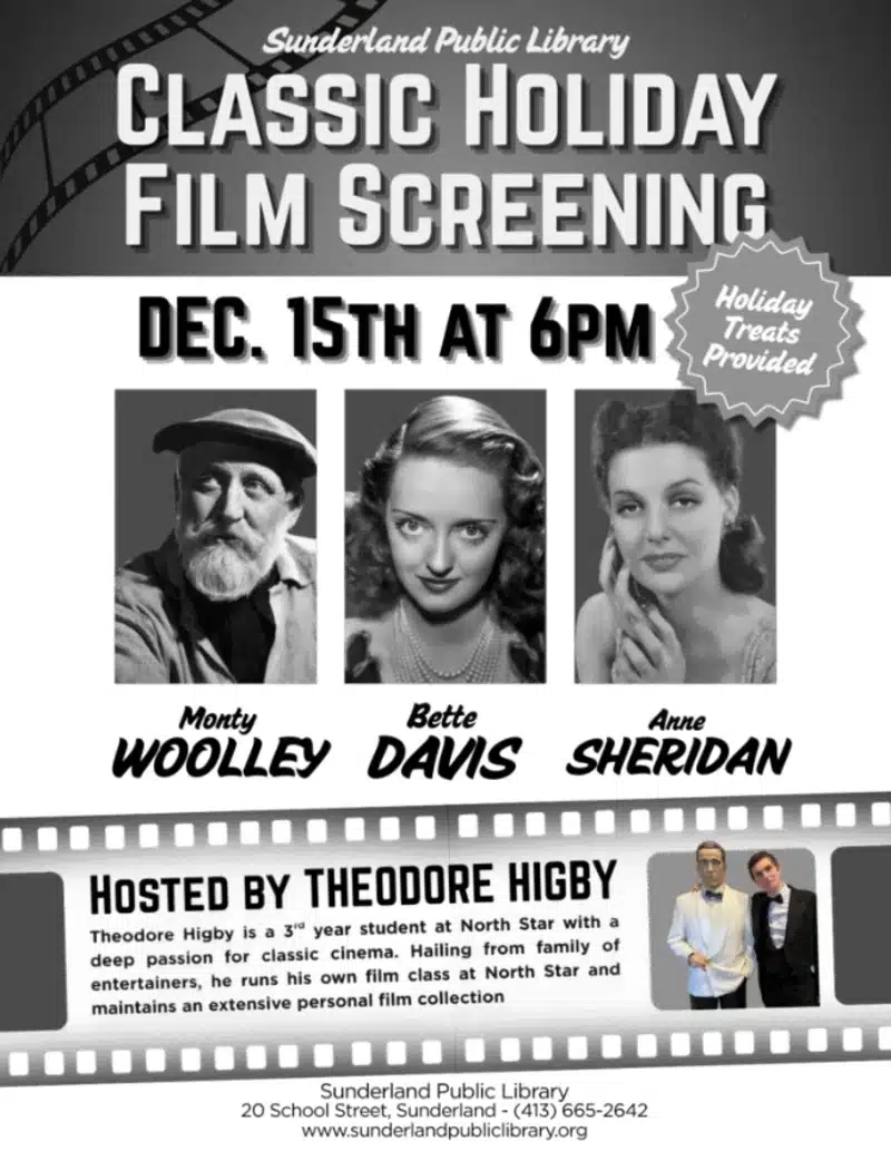 Classic Holiday Film Screening at Sunderland Public Library - Amherst Now